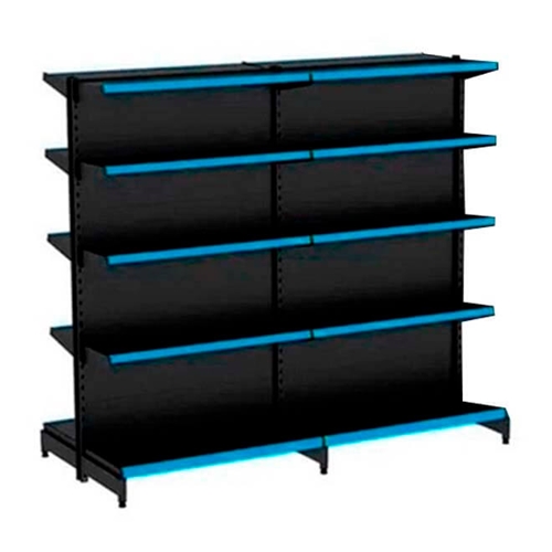 Kit 2 gôndolas premium 1,96m preto centro