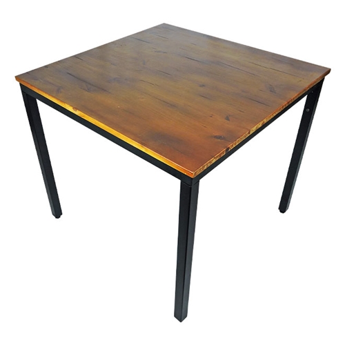 Mesa design industrial tampo em madeira maciça 90x90 - castellmaq